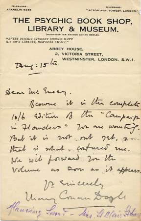 [DOYLE, Sir Arthur Conan], letters, autographs, documents, manuscripts