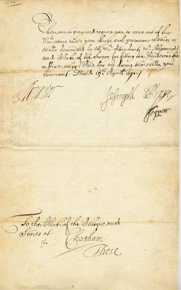 PEPYS, Samuel, letters, autographs, documents, manuscripts