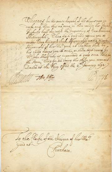 PEPYS, Samuel, letters, autographs, documents, manuscripts