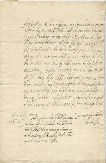 CHARLES I, letters, autographs, documents, manuscripts
