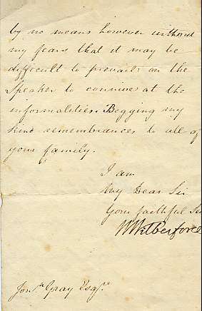 WILBERFORCE, William, letters, autographs, documents, manuscripts