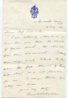 MARKHAM, Sir Clements Robert, letters, autographs, documents, manuscripts