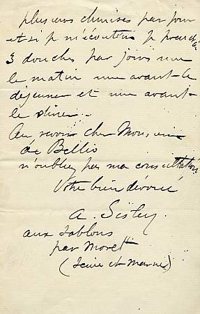 SISLEY, Alfred, letters, autographs, documents, manuscripts
