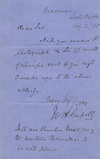 RUSSELL, Sir William Howard, letters, autographs, documents, manuscripts