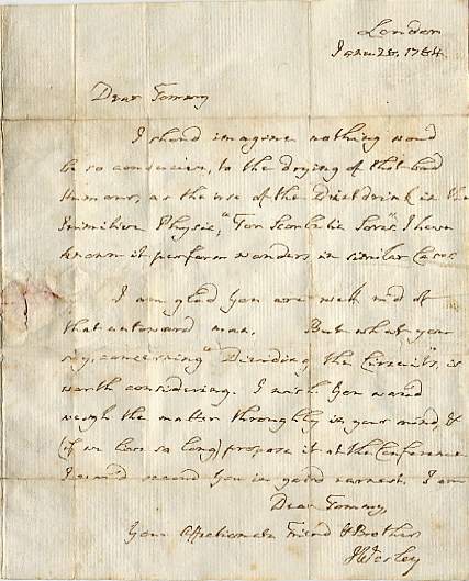 WESLEY, John, letters, autographs, documents, manuscripts