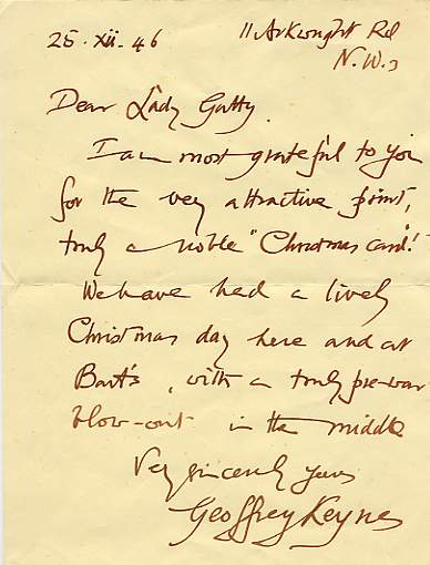 KEYNES, Sir Geoffrey Langdon, letters, autographs, documents, manuscripts