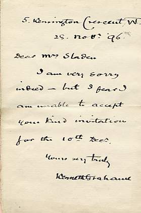 GRAHAME, Kenneth, letters, autographs, documents, manuscripts