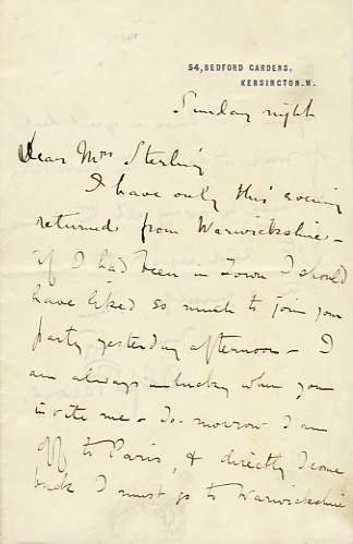 PARSONS, Alfred William, letters, autographs, documents, manuscripts