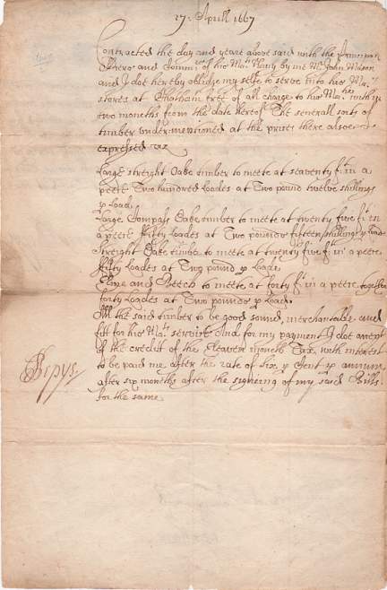 PEPYS, Samuel, letters, autographs, documents, manuscripts
