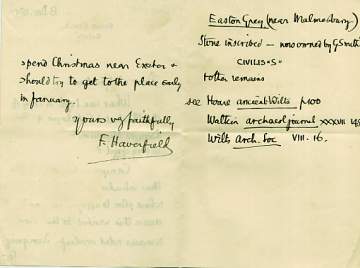 HAVERFIELD, Francis John, letters, autographs, documents, manuscripts