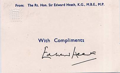 HEATH, Sir Edward, letters, autographs, documents, manuscripts