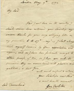CARLETON, Sir Guy, Baron Dorchester, letters, autographs, documents ...